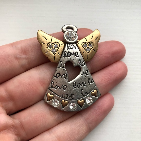 Vintage | Jewelry | Vintage Silver Gold Angel Love Pin | Poshmark